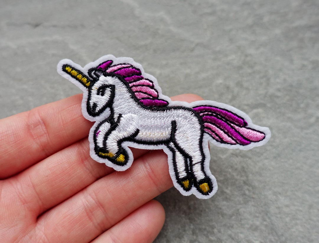 Unicorn Patch, Small Embroidered Cloth Applique, Iron on or Sew On ...