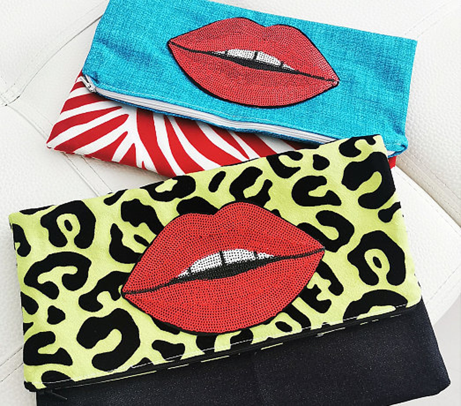 Lips Patch, Red Sequin Lips, Large Embroidered Cloth Applique, Iron on ...