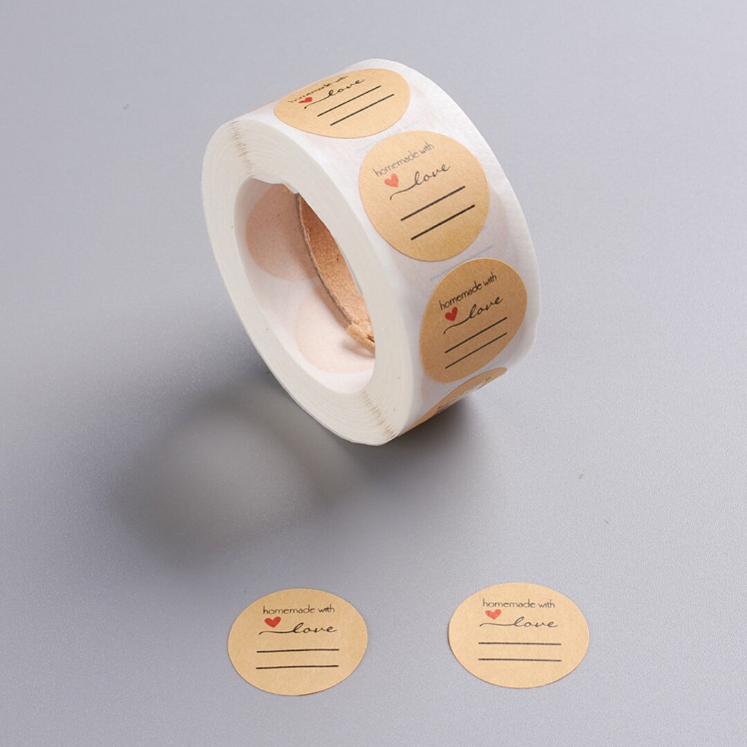 Homemade With Love Stickers, Roll of 500, Brown Craft Paper Labels ...