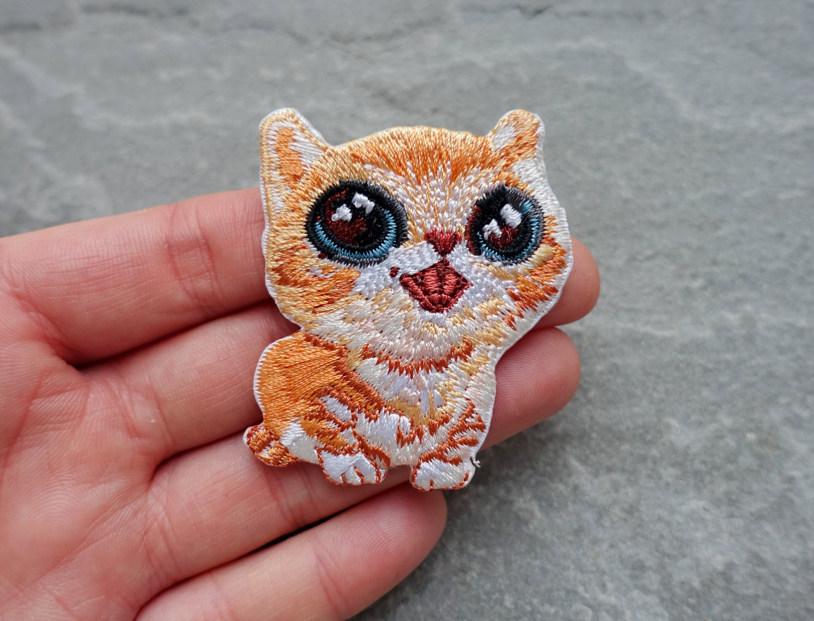 Cat Patch Embriodered Kitten Applique Happy Kitty Iron on - Etsy UK