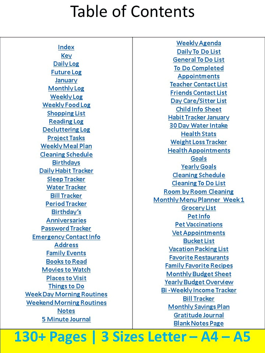 B&W Printable Bullet Journal - Planner -BUJO - Sample Prompts PDF ...