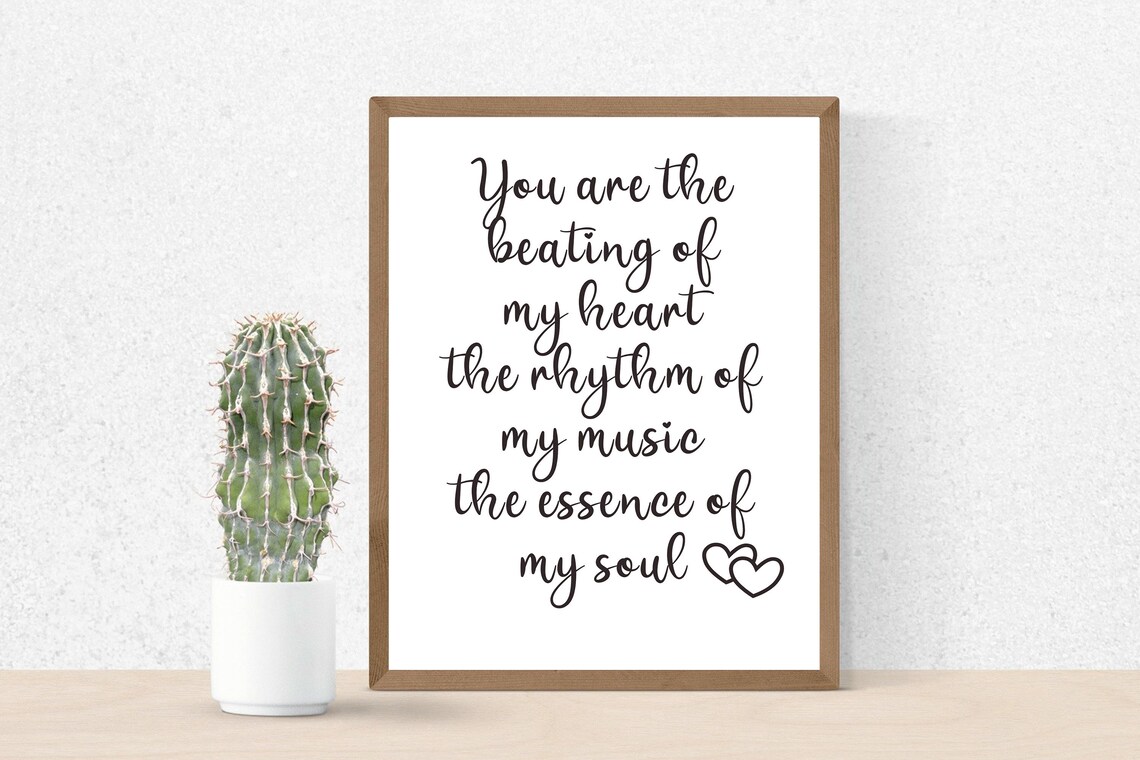 My Beating Heart, Printable Wall Art, Black and White, Printable Quotes ...