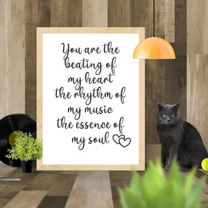 My Beating Heart, Printable Wall Art, Black and White, Printable Quotes ...