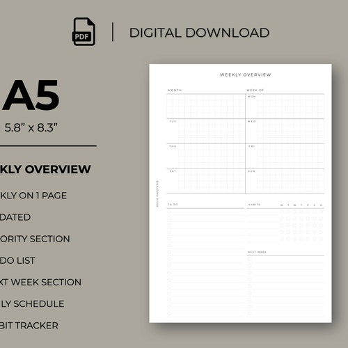 A5 Planner Inserts Printable A5 Daily Insert A5 Daily | Etsy