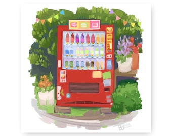 Detailed Japanese Vending Machine Art Print - Watercolour Painting ...