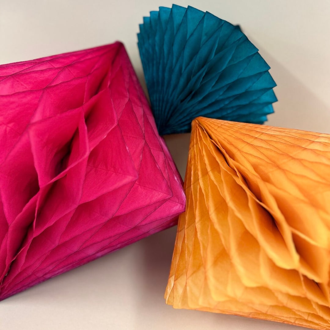 Paper Honeycomb Diamond Trio, Jewel | Tissue Paper Diamond, Colourful ...