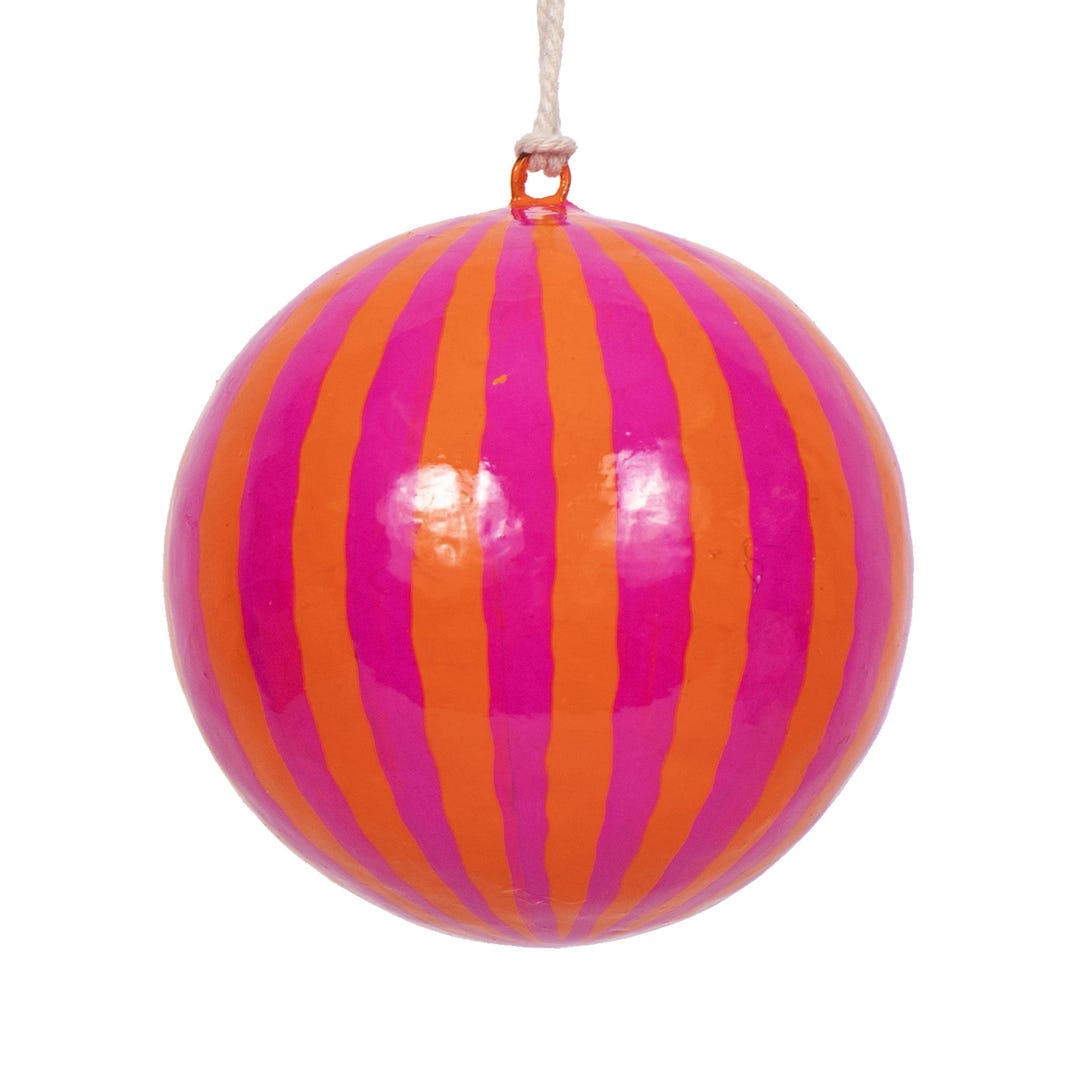 Stripe Papier Mache Bauble | Decoration for Christmas Tree, Christmas ...