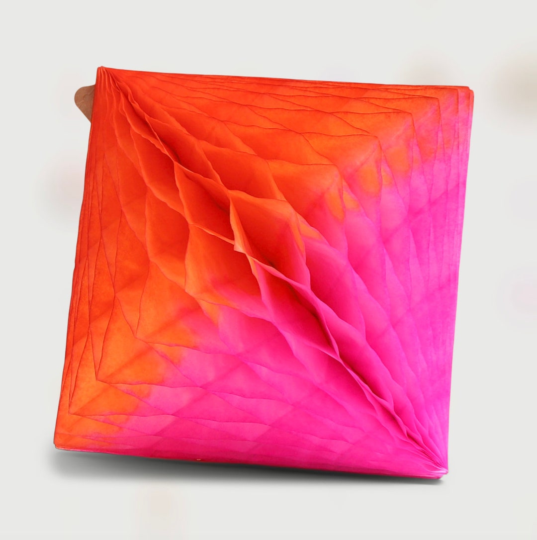 Paper Honeycomb Diamond, Two-tone Orange & Pink | Tissue Paper Diamond ...