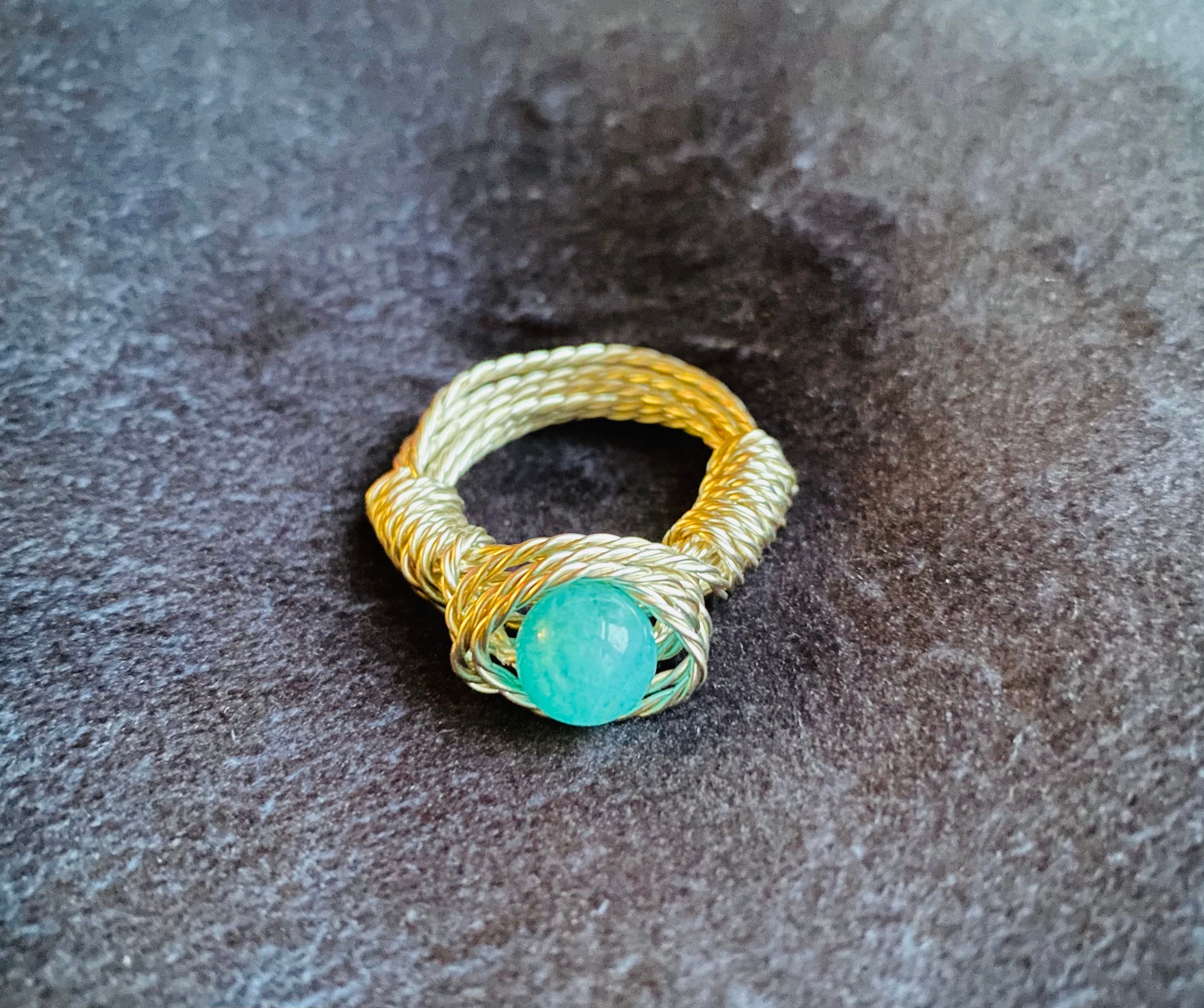 Beautiful silver wire wrapped cyan jade ring size 8 | Etsy