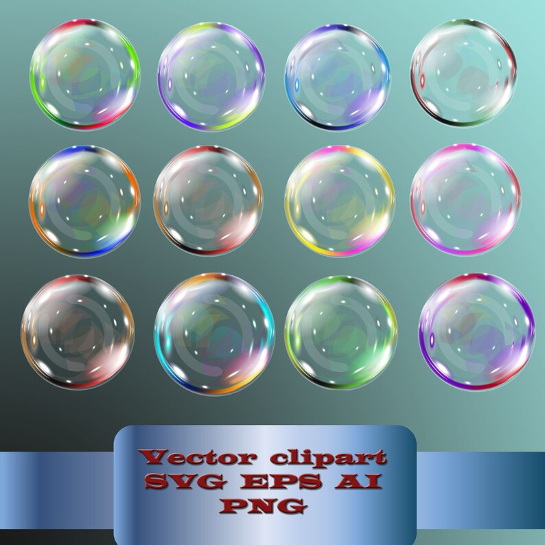 Digital Soap Bubbles Clipart SVG . Transparent Bubbles Overlays ...