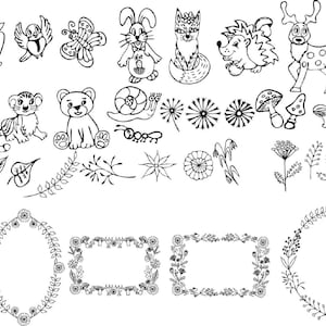 Cute Doodle Woodland Creature Clipart, Forest Animal Clipart, Woodland ...