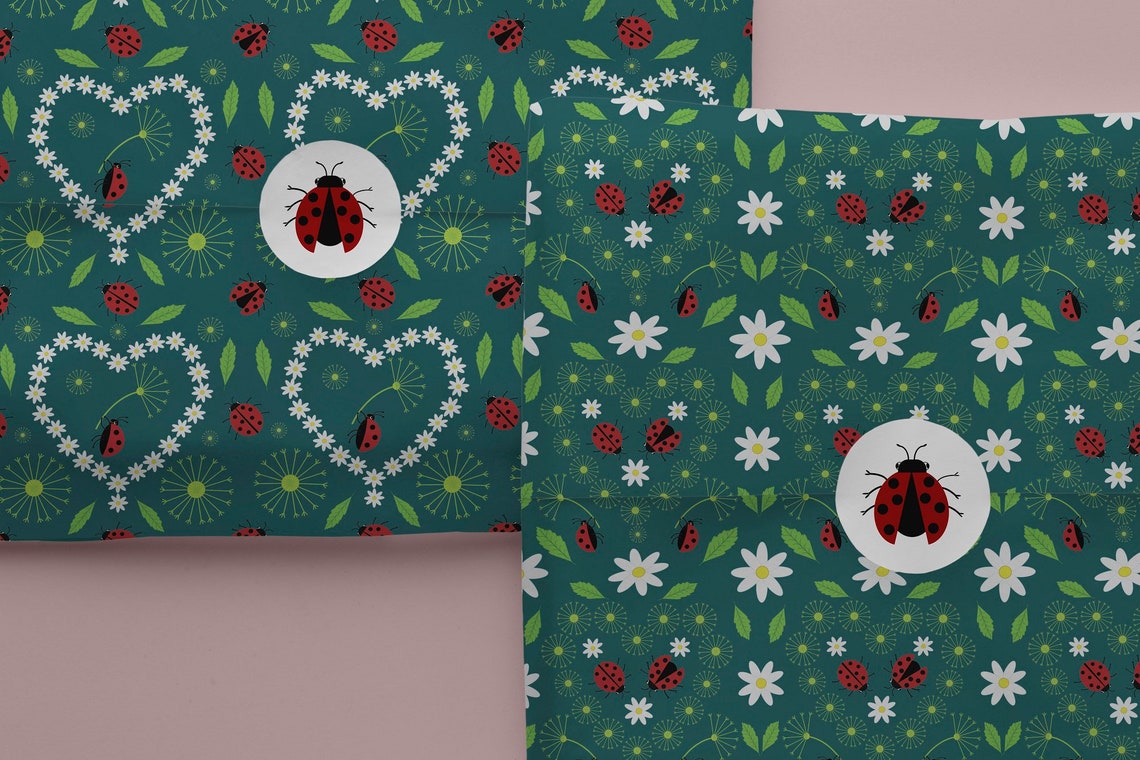 Ladybug SVG Scrapbook Digital Paper Love Seamless Pattern | Etsy