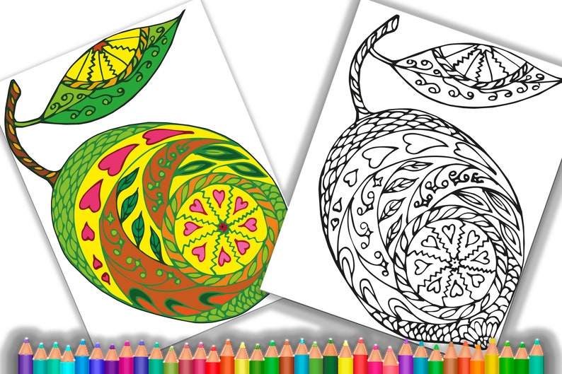 Coloring Page Lemon for Adults and Teenagers Vector Image Pdf - Etsy