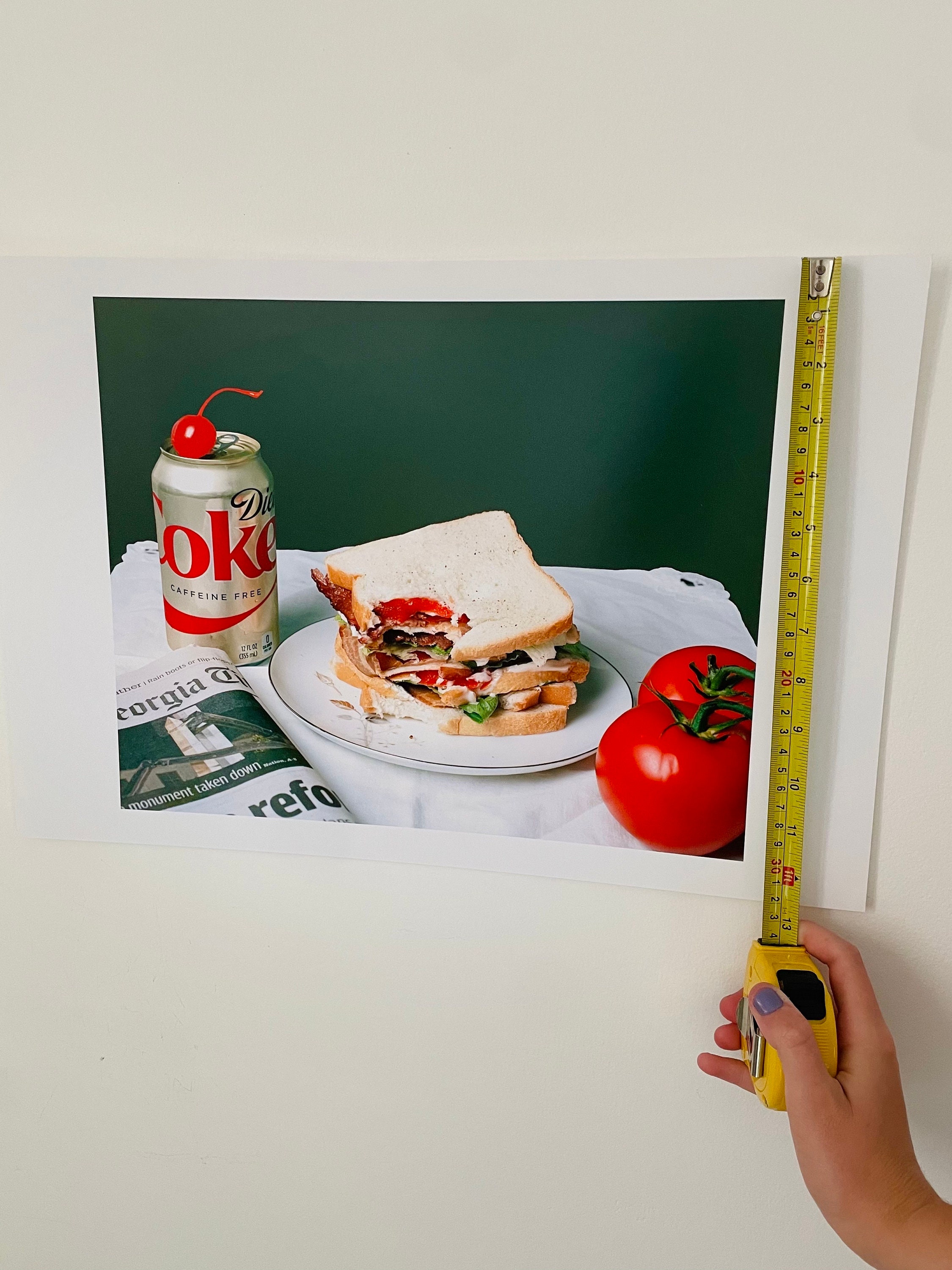 Still Life Print With Sandwich, Newspaper, and Soda. Fine Art ...