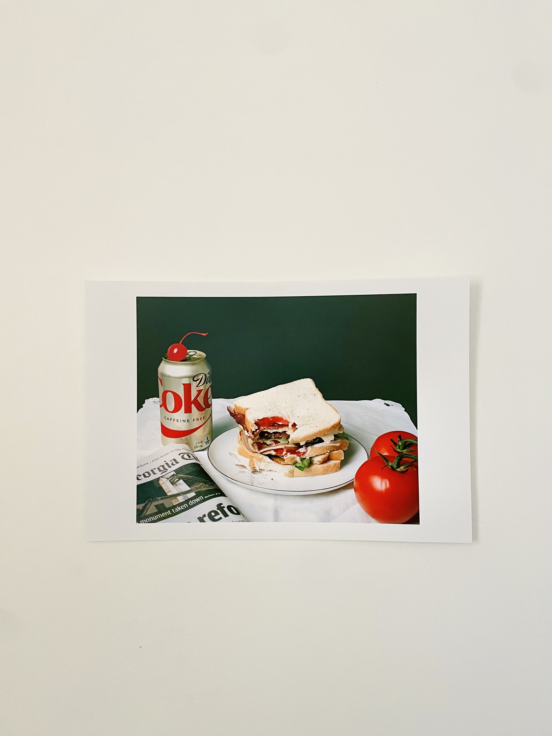 Still Life Print With Sandwich, Newspaper, and Soda. Fine Art ...