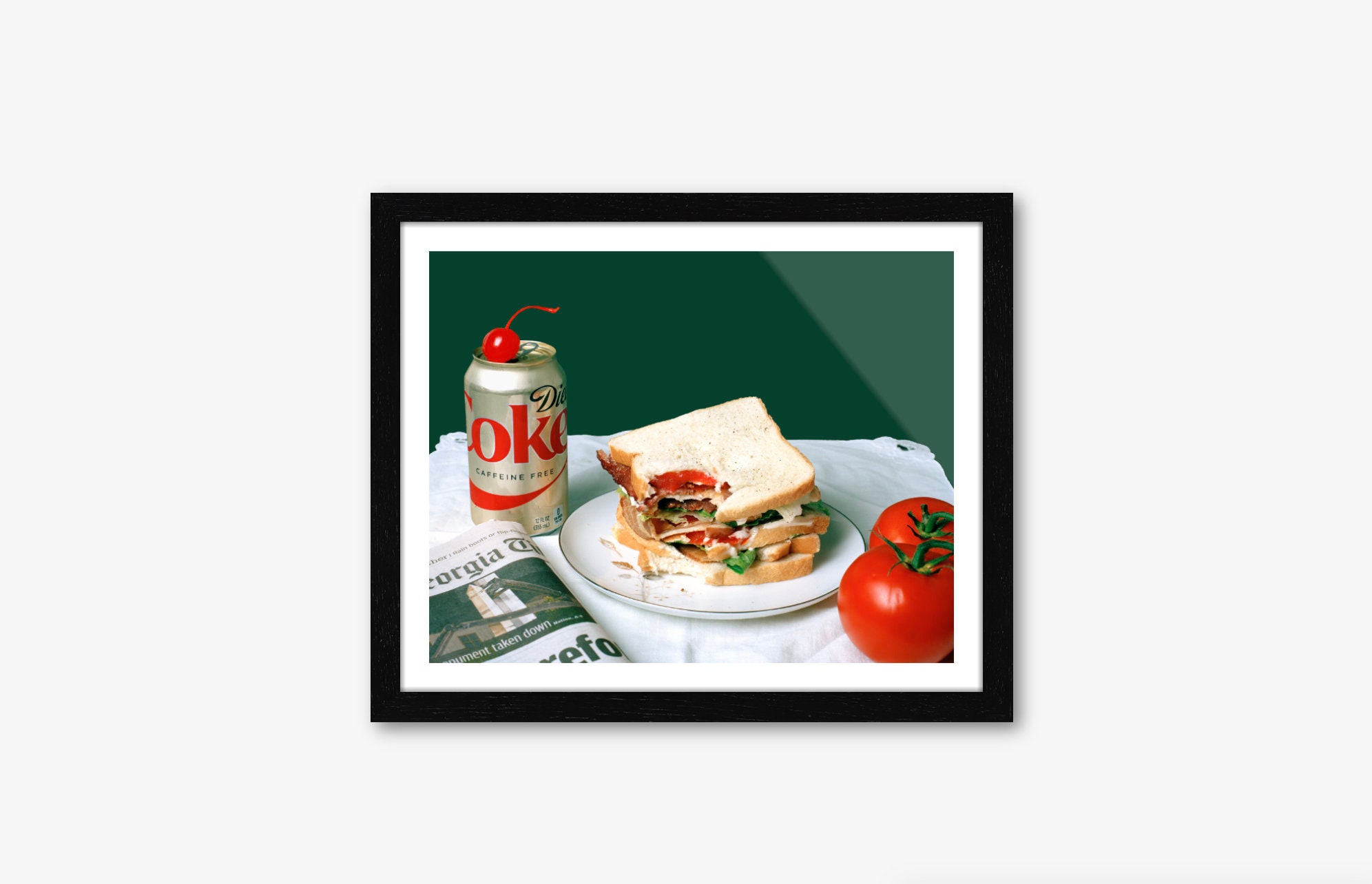 Still Life Print With Sandwich, Newspaper, and Soda. Fine Art ...