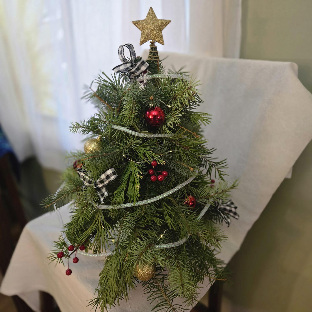 Table Top Holiday Tree, Fresh Evergreens, (20in) - Etsy