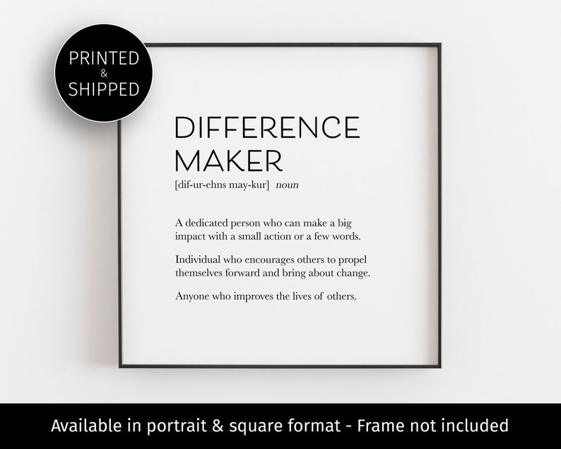 Difference Maker Definition Print Inspirational Wall Art - Etsy