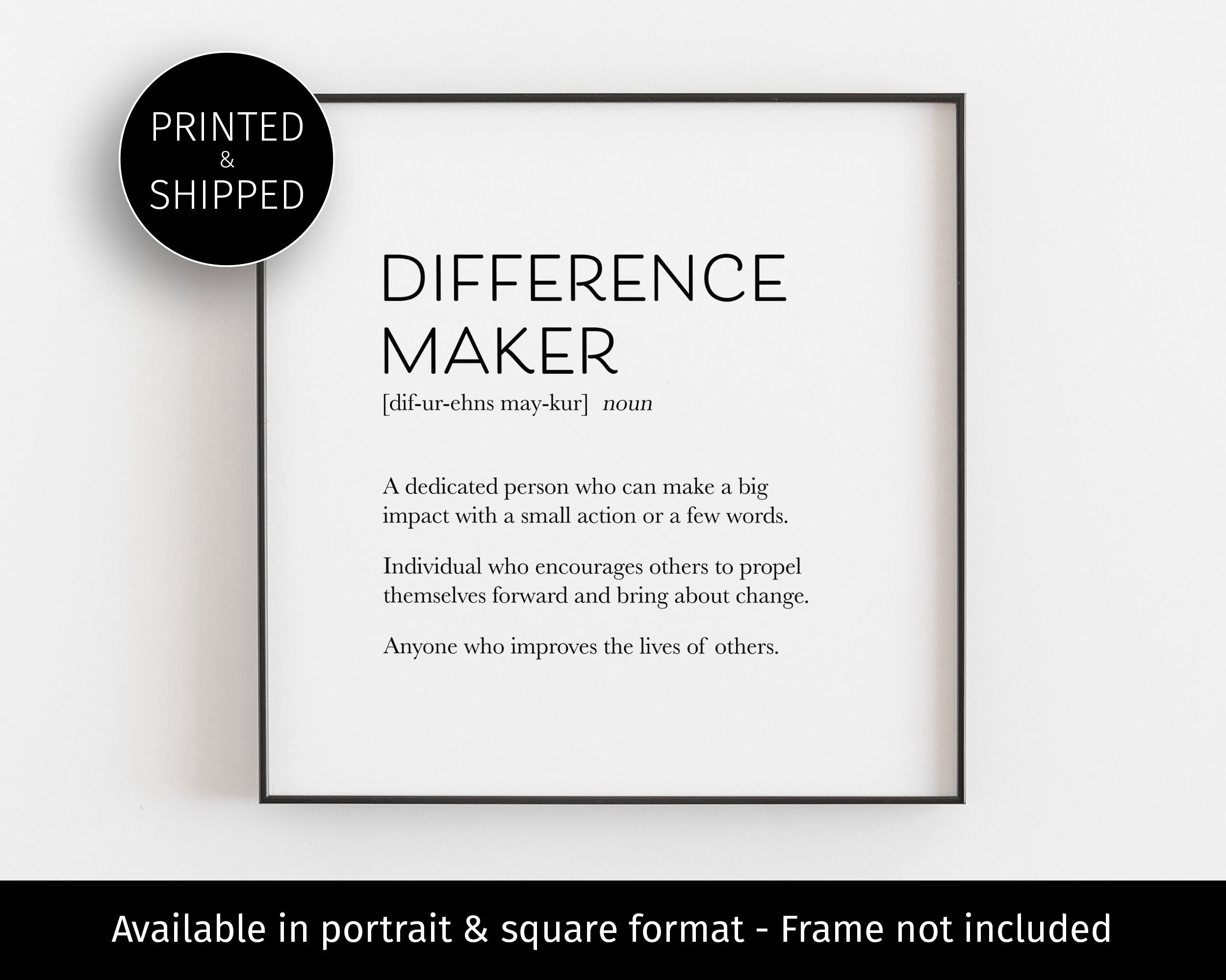 Difference Maker Definition Print Inspirational Wall Art - Etsy