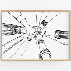 Office Decor, Teamwork Poster, Hands Stacked Print, HR Office Wall Art ...