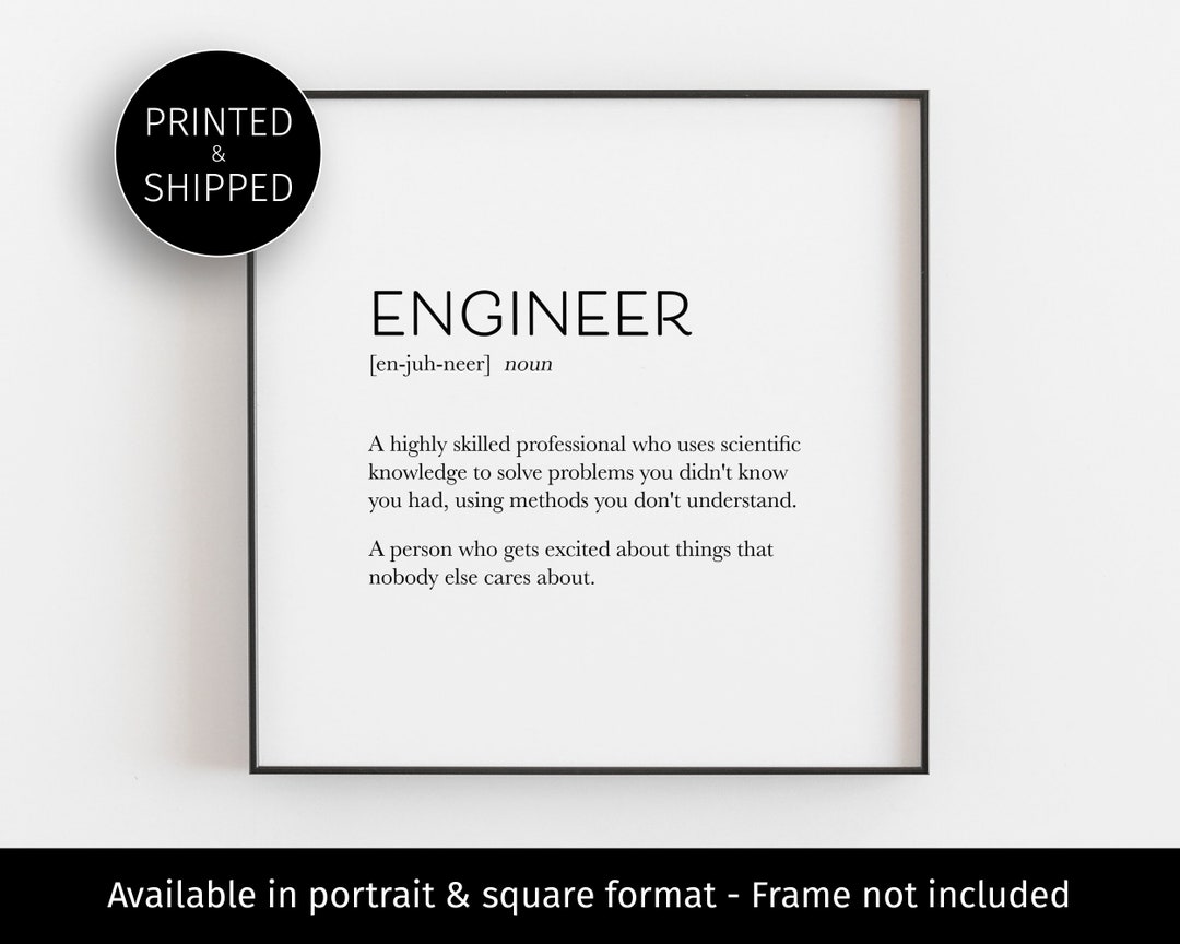 Engineer Definition Print Engineering Poster Engineer Gifts - Etsy