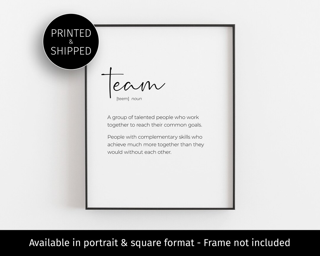 Team Definition Poster Office Decor Wall Art Teamwork Quote - Etsy