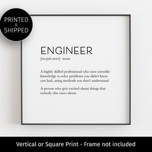 Engineer Definition Print, Engineering Poster, Engineer Gifts, Funny ...