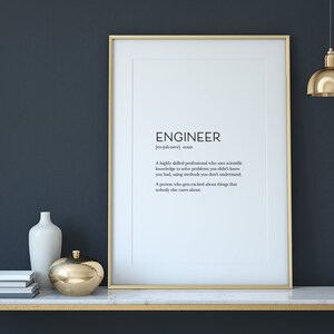 Engineer Definition Print, Engineering Poster, Engineer Gifts, Funny ...