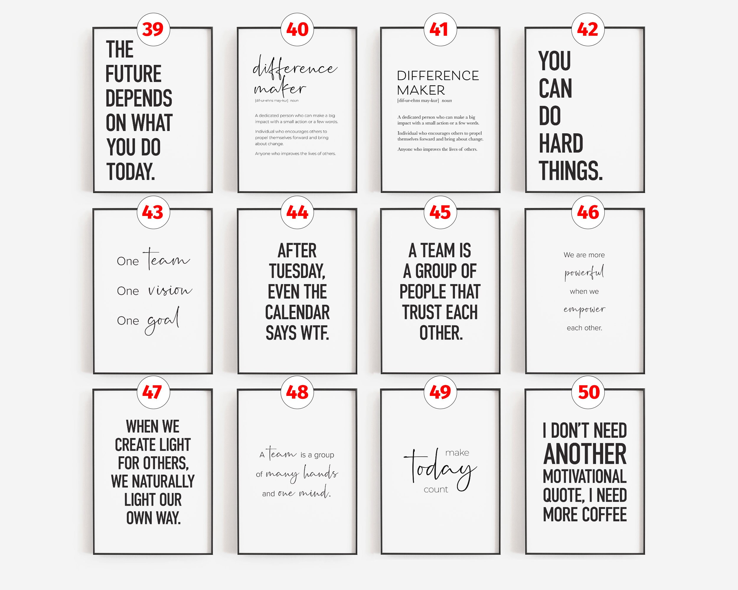 Motivational Office Decor for Team, Printed Office Wall Art, Teamwork ...