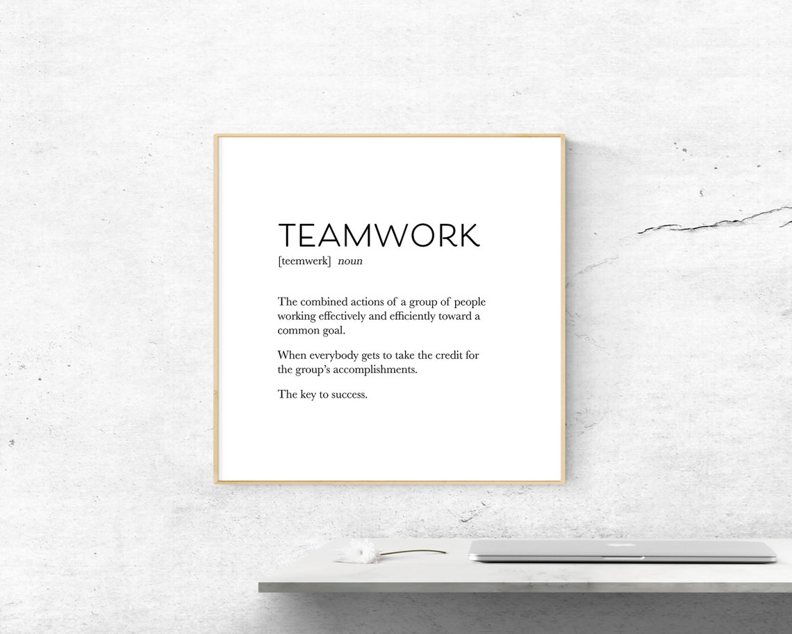 Teamwork Definition Poster, Teamwork Quote Print, Team Wall Art, Growth ...