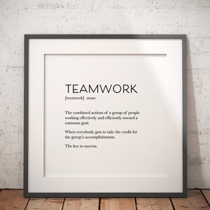 Teamwork Definition Poster, Teamwork Quote Print, Team Wall Art, Growth ...