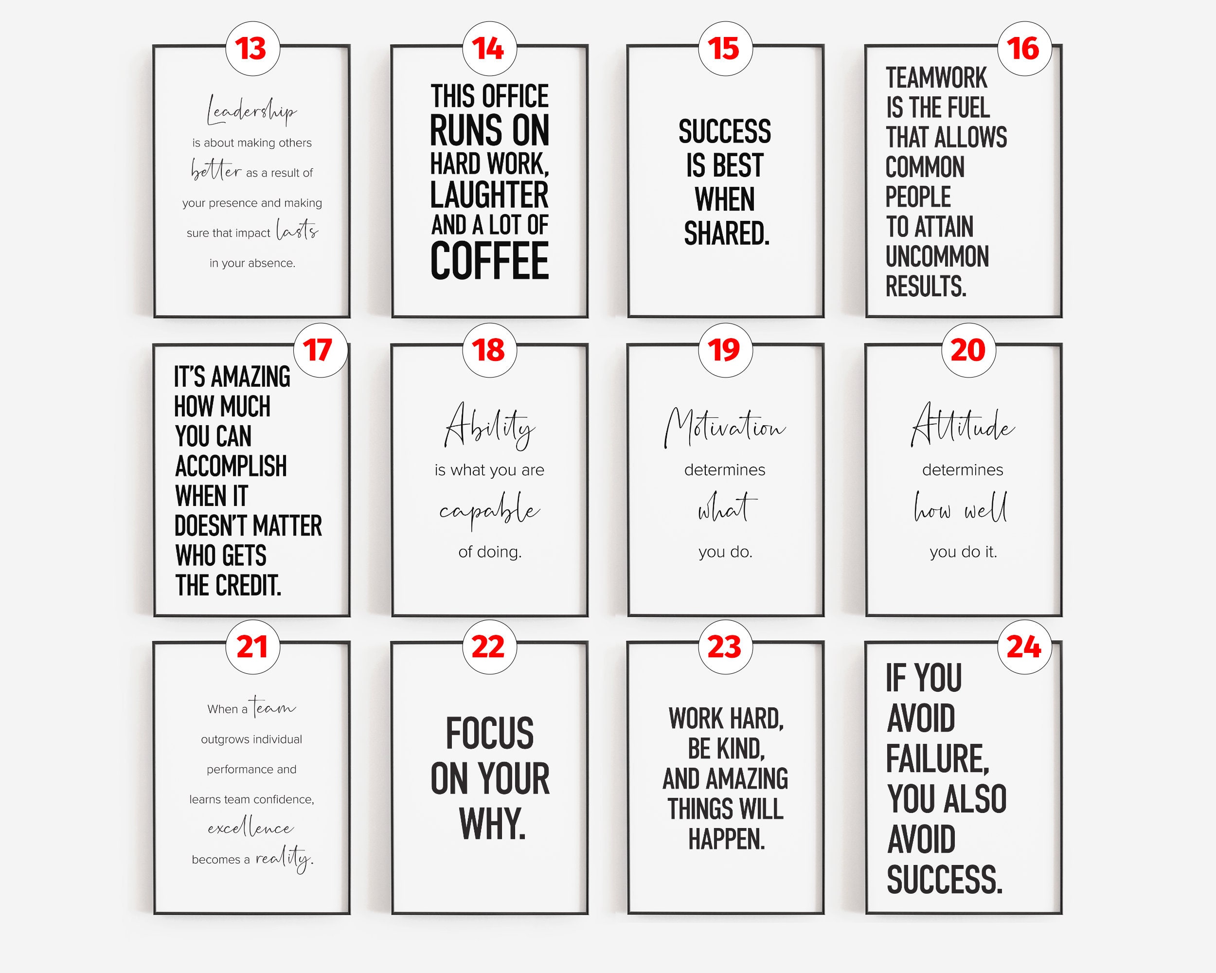 Motivational Office Decor for Team, Printed Office Wall Art, Teamwork ...