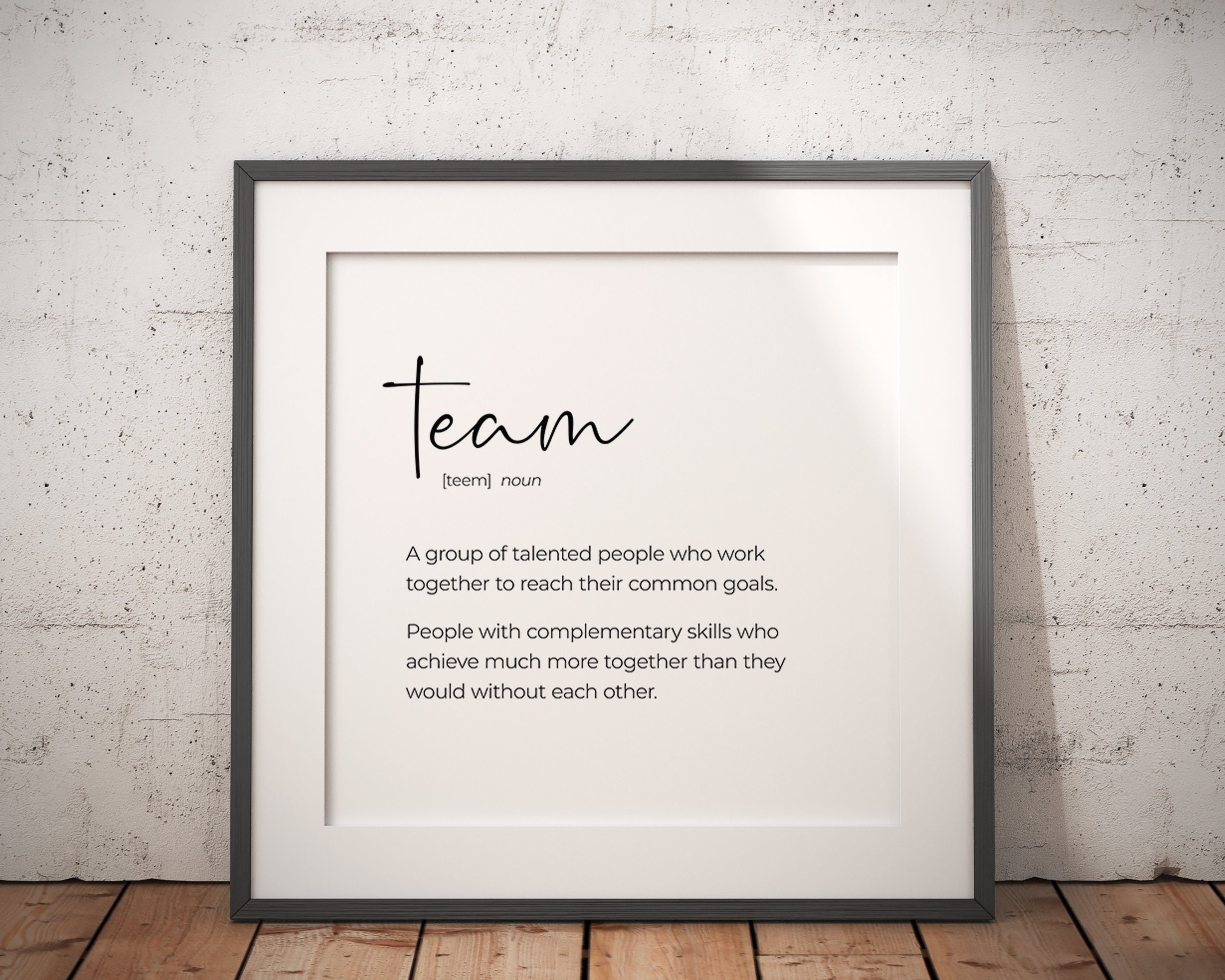 Team Definition Poster, Office Decor Wall Art, Teamwork Quote, Dream ...
