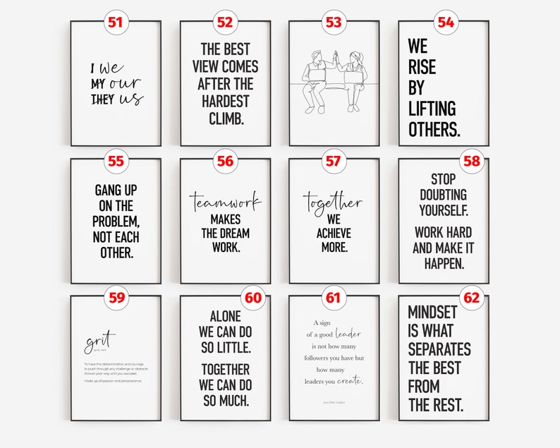 Motivational Office Decor for Team, Printed Office Wall Art, Teamwork ...