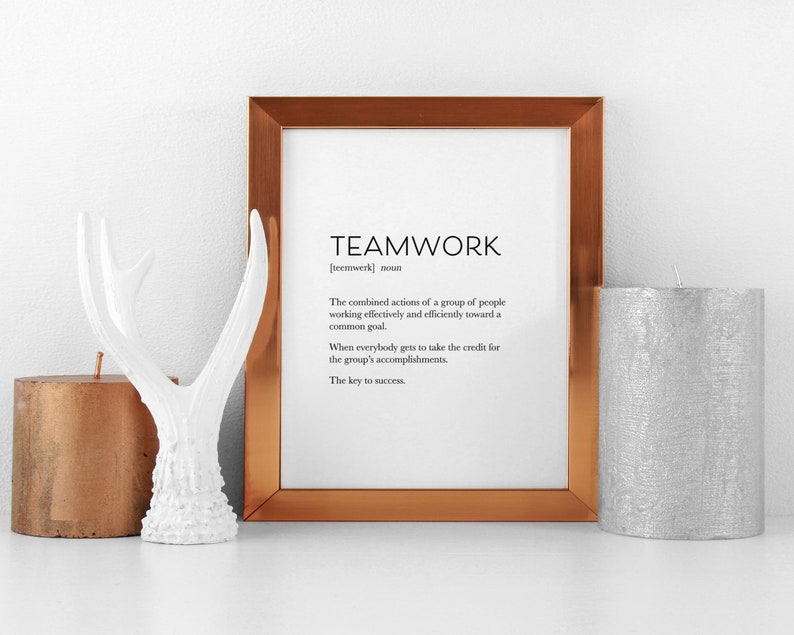 Teamwork Definition Poster, Teamwork Quote Print, Team Wall Art, Growth ...