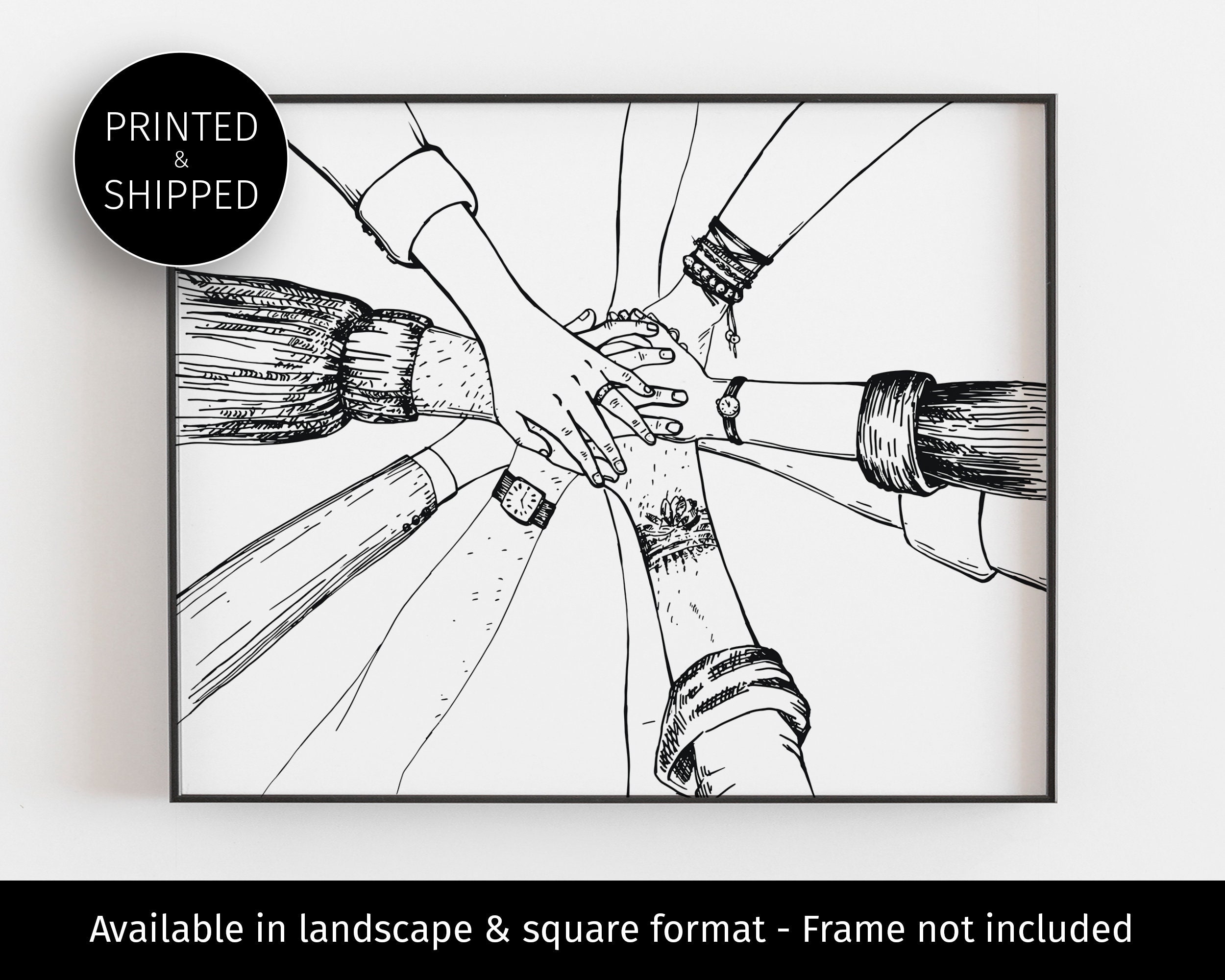 Office Decor Teamwork Poster Hands Stacked Print HR Office - Etsy