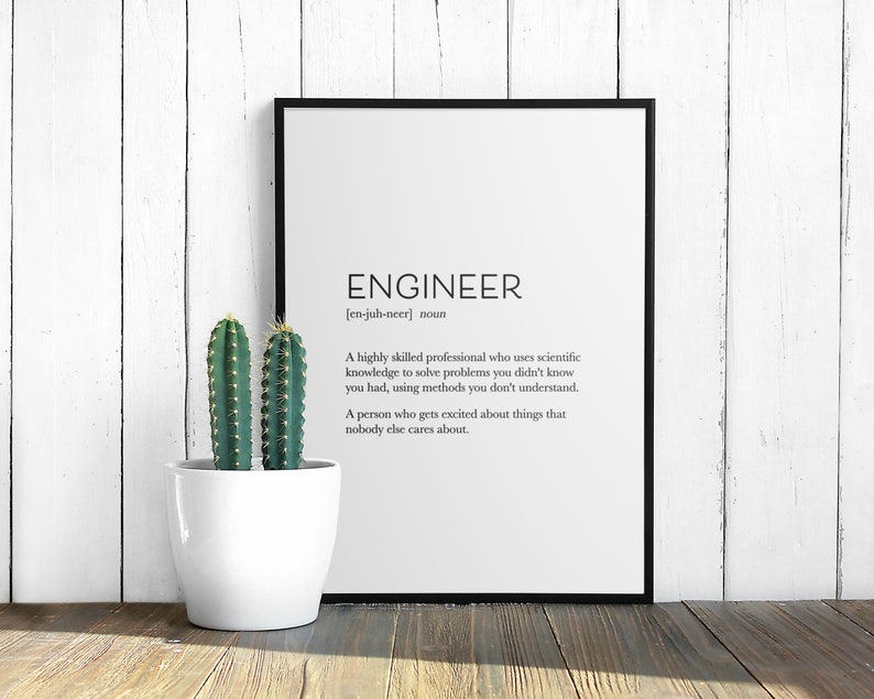 Engineer Definition Print Engineering Poster Engineer Gifts - Etsy