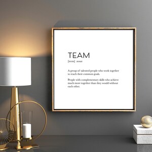 Team Definition Print, Teamwork Wall Art, HR Office Decor, Growth ...