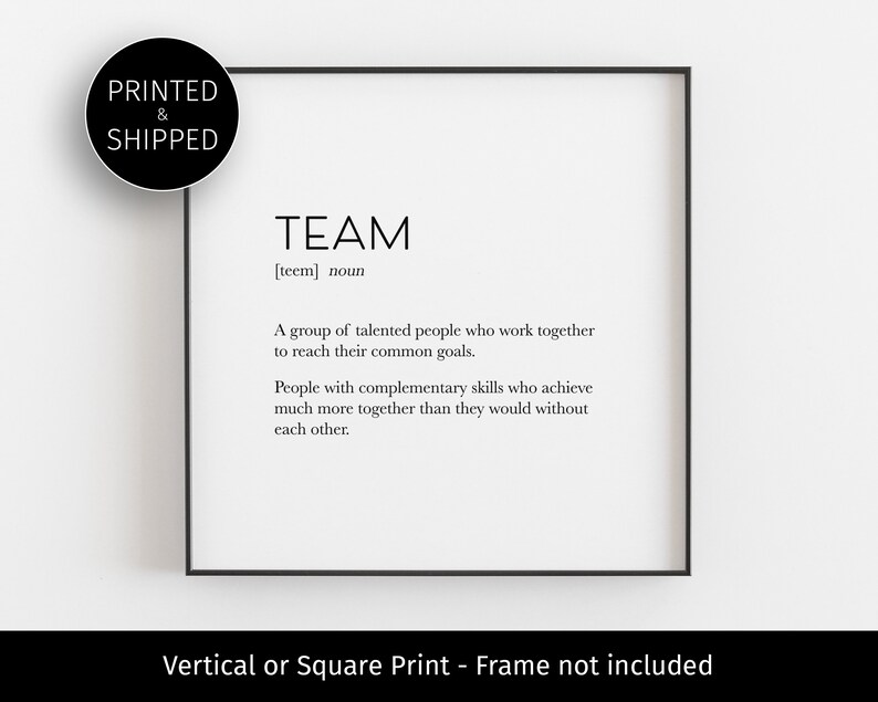 Team Definition Print, Teamwork Wall Art, HR Office Decor, Growth ...