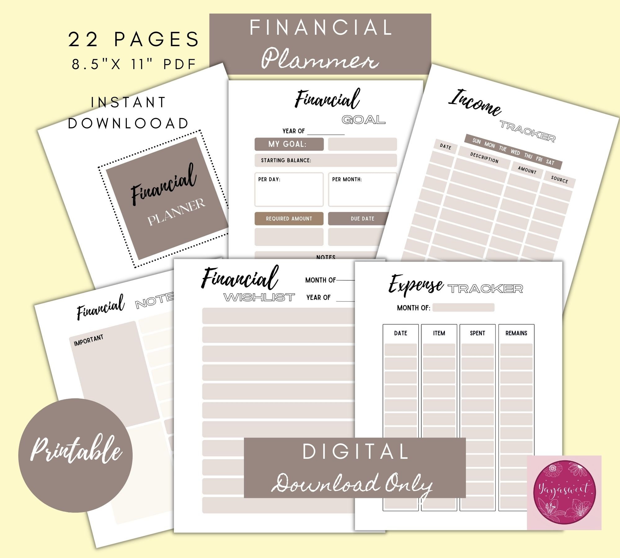 Financial Planner Printable, Budget Planner Printables, Monthly Budget ...