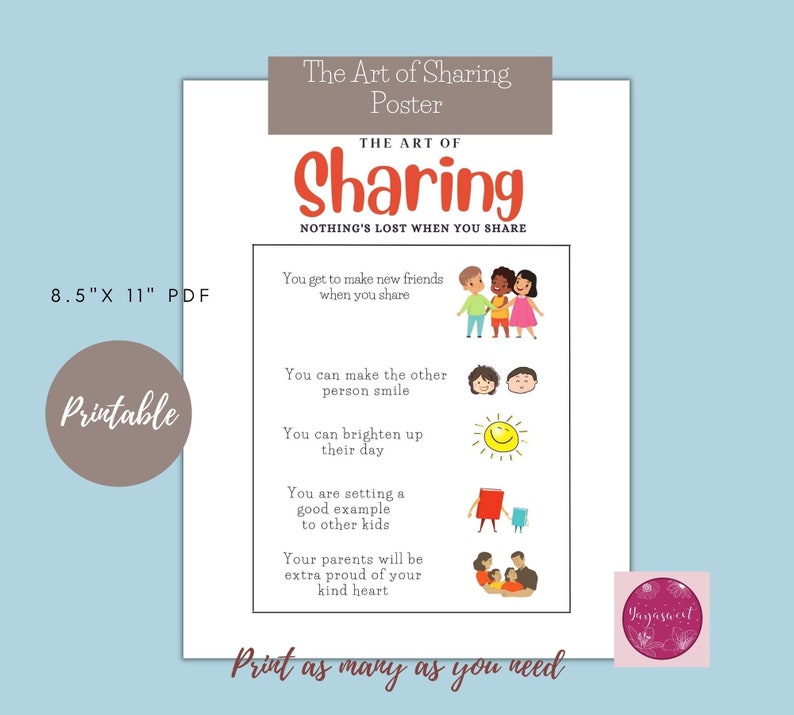 Art of Sharing Poster for Kids, Classroom Art, Motivational Poster ...
