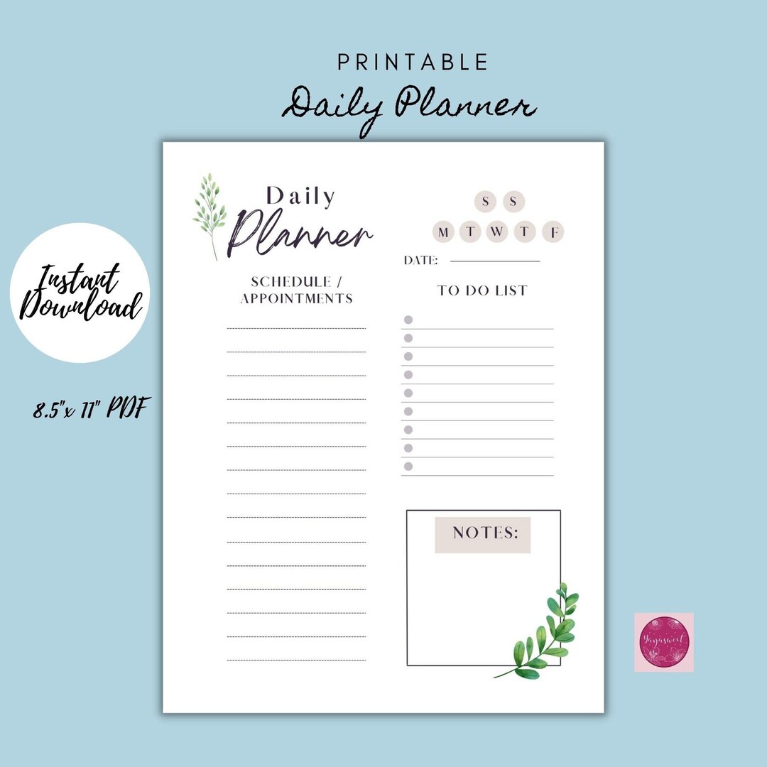 Minimalist Daily Planner, Printable, Daily Productivity Planner ...