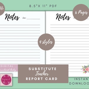 Substitute Teacher Report, Substitute Teacher Lesson Plan, Substitute ...