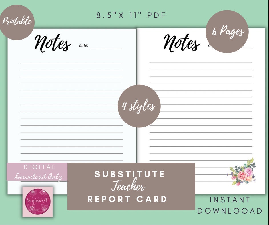 Substitute Teacher Report, Substitute Teacher Lesson Plan, Substitute ...