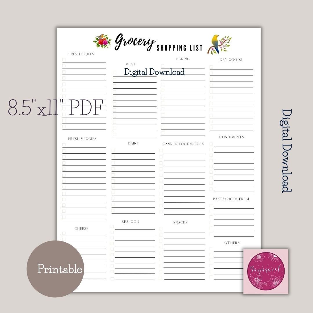Grocery List Printable, Shopping List, Printable, Printable Shopping ...