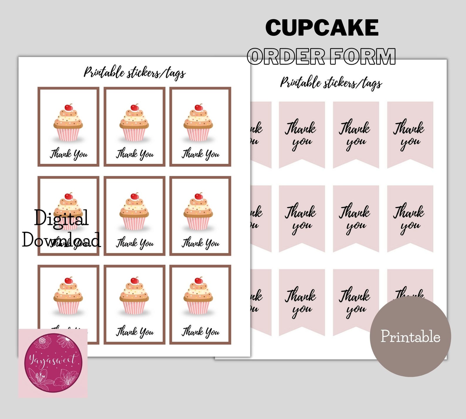 Cupcake Order Form , Printable Bakery Order Form, Instant Digital ...