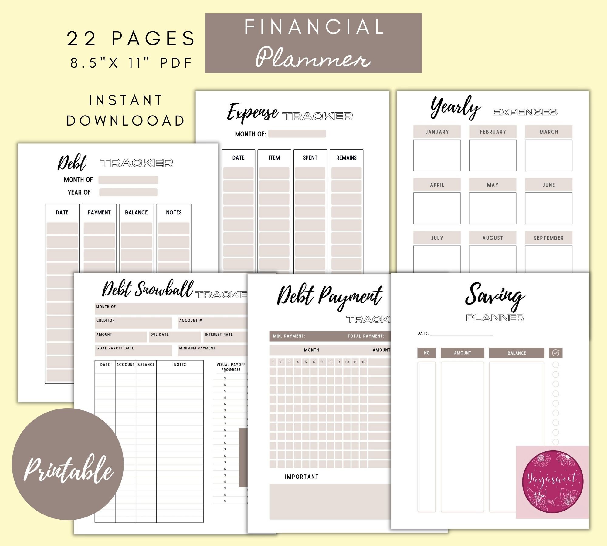 Financial Planner Printable, Budget Planner Printables, Monthly Budget ...