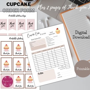 Cupcake Order Form , Printable Bakery Order Form, Instant Digital ...