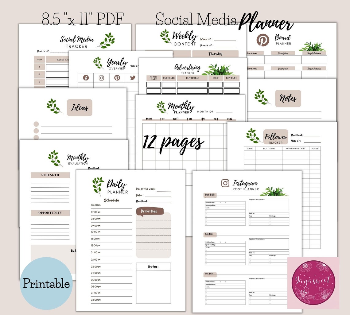 Social Media Planner, Influencer Tools, Facebook Instagram Pinterest ...