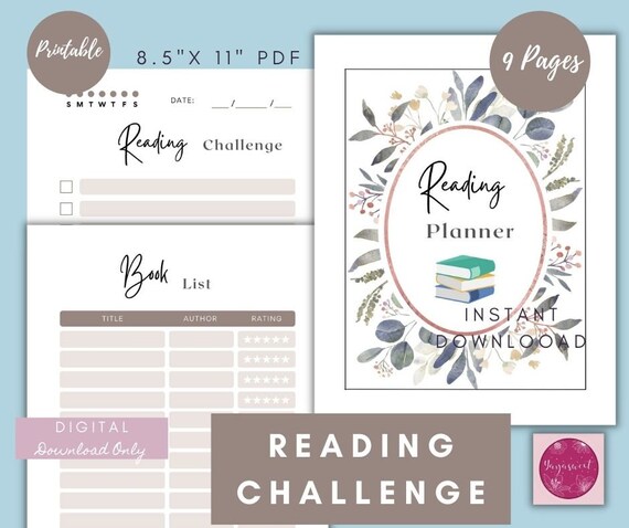 Reading Planner Printable Reading Journal Book Planner Reading | Etsy